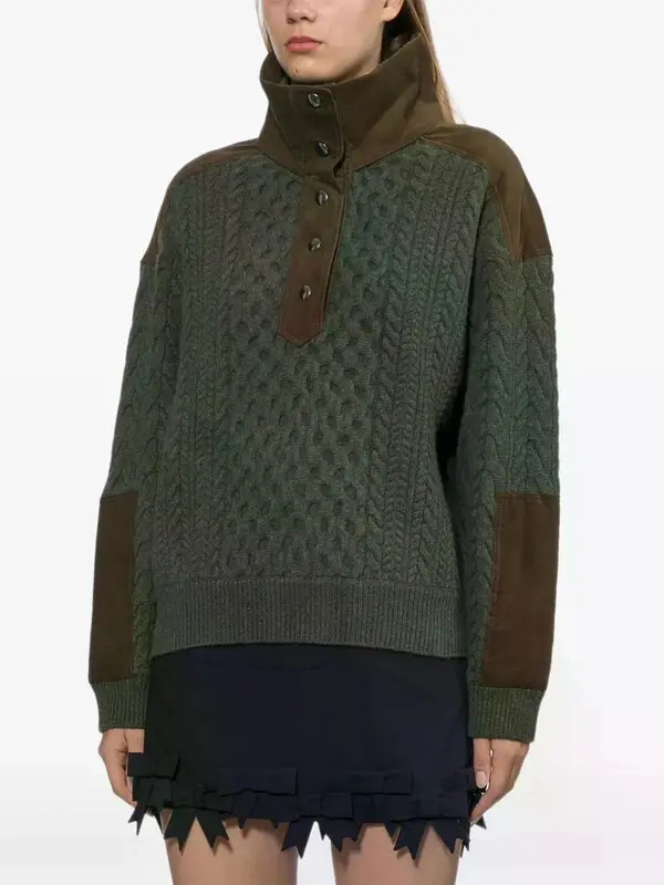 Sea Cable-knit Corduroy-panel Jumper