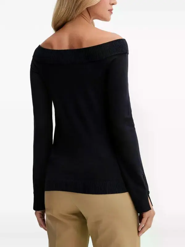 BENETTON Off-shoulder Button-cuff Sweater - Blue