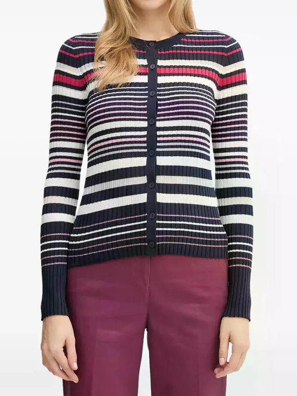 BENETTON Striped Button Cardigan - Blue