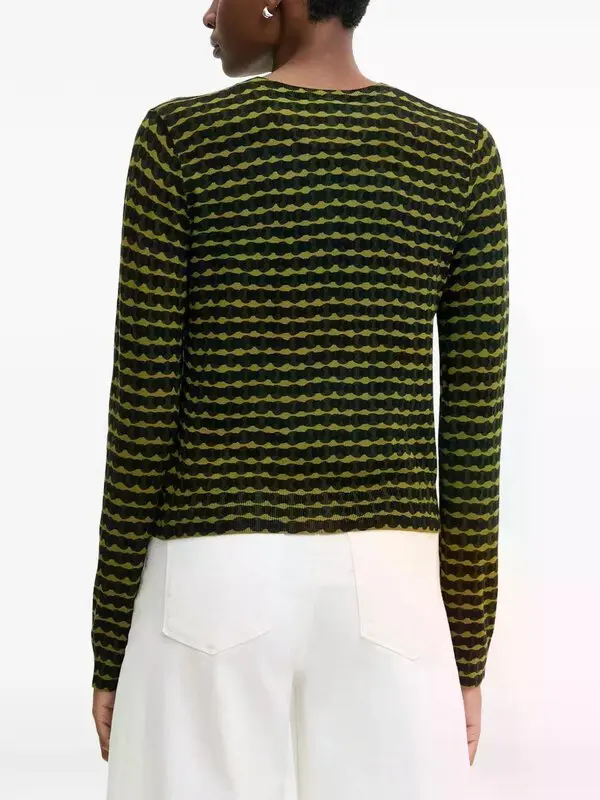 BENETTON Geometric-pattern Button-front Cardigan - Green