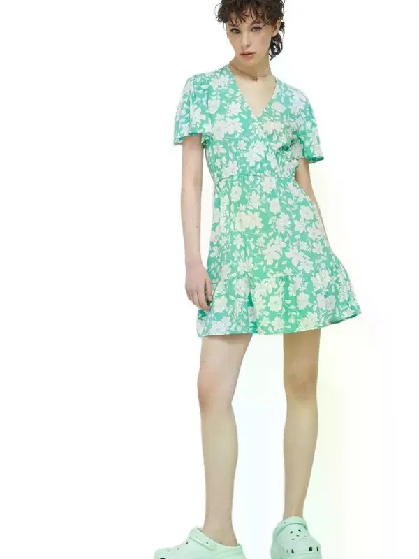 BILLABONG Mini Spring Light V-neck Floral-detail Dress - Green