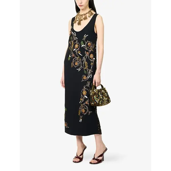 Dries Van Noten Droppyn Embellished Woven Midi Dress