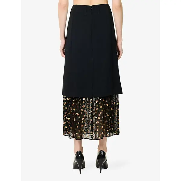 Dries Van Noten Sentista Embellished Woven Midi Skirt