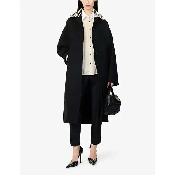 ROHE FRAMES Cheetah Collar Wool Coat