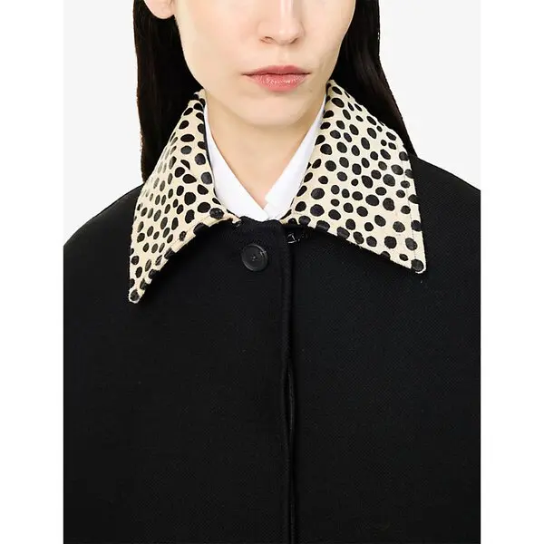 ROHE FRAMES Cheetah Collar Wool Coat