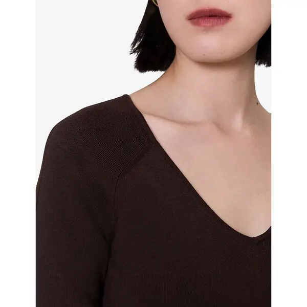 JOSEPH Elly V-neck Short-sleeve Stretch Silk-blend Top