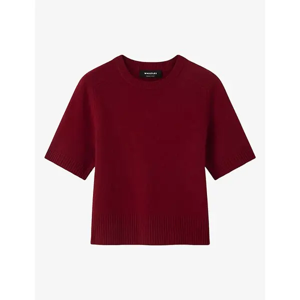 Whistles Round-neck Short-sleeve Wool T-shirt - Dark Red
