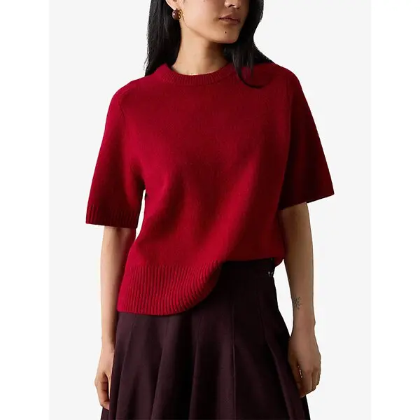 Whistles Round-neck Short-sleeve Wool T-shirt