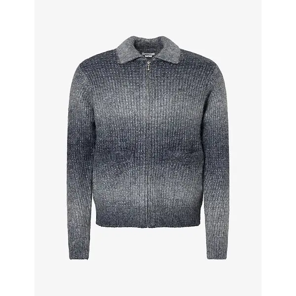 Obey Gradient Zip-up Woven Knit Cardigan