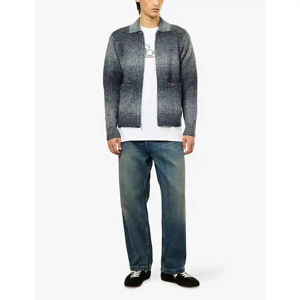 Obey Gradient Zip-up Woven Knit Cardigan