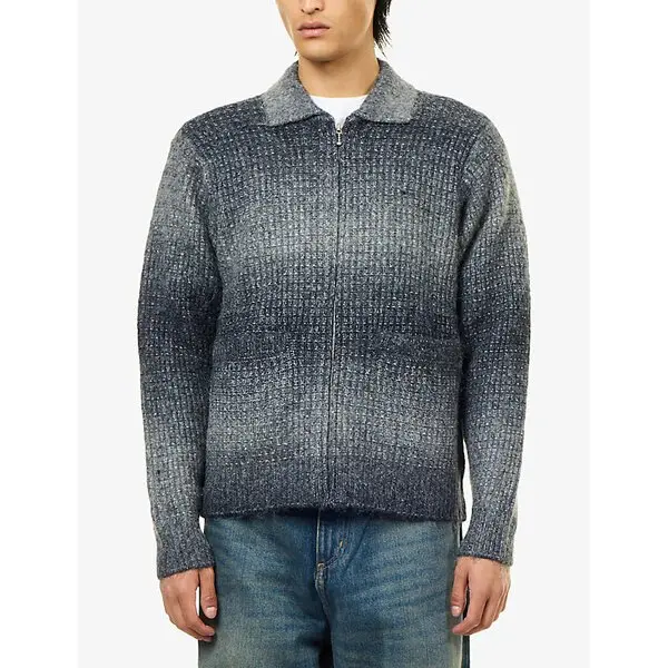 Obey Gradient Zip-up Woven Knit Cardigan