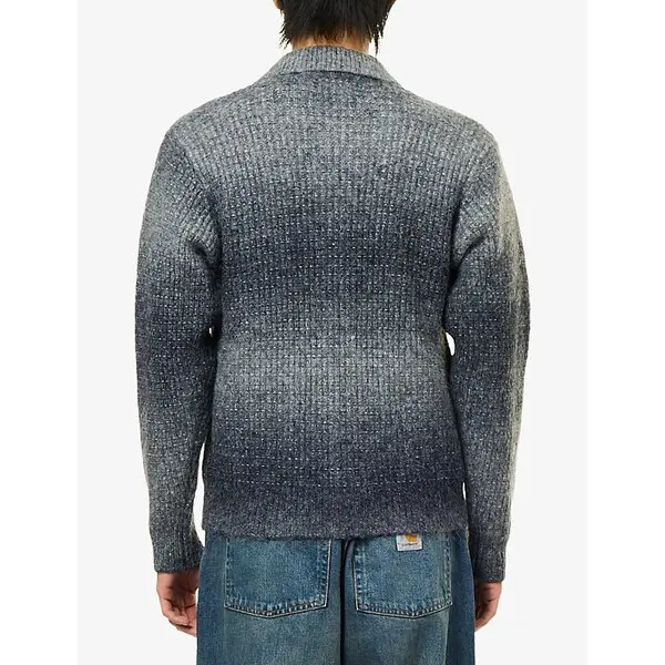 Obey Gradient Zip-up Woven Knit Cardigan
