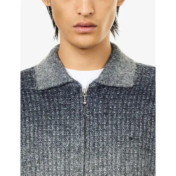 Obey Gradient Zip-up Woven Knit Cardigan