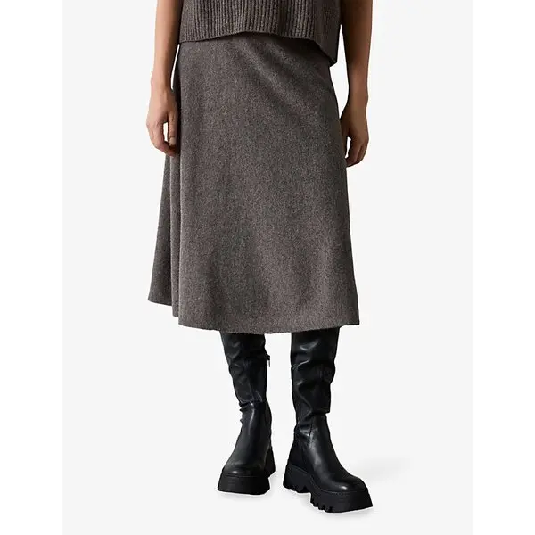 Whistles A-line Regular-fit Knitted Wool Midi Skirt
