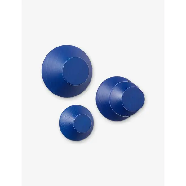 THE CONRAN SHOP Pintos Solid Ash Hooks Assorted Set Of 3 - Blue