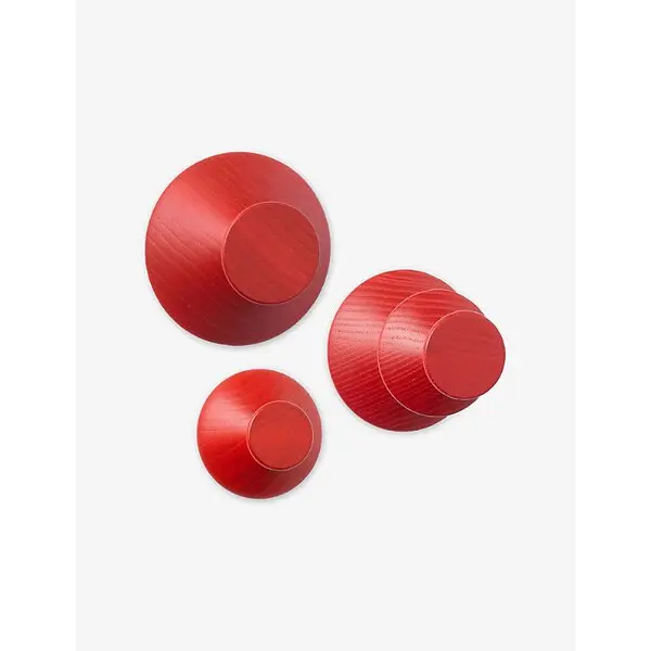THE CONRAN SHOP Pintos Solid Ash Hooks Assorted Set Of 3 - Red