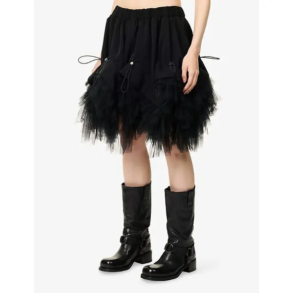Noir Kei Ninomiya Drawstring Nylon-tulle Mini Skirt