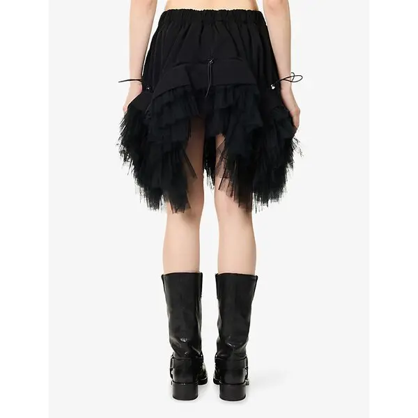 Noir Kei Ninomiya Drawstring Nylon-tulle Mini Skirt