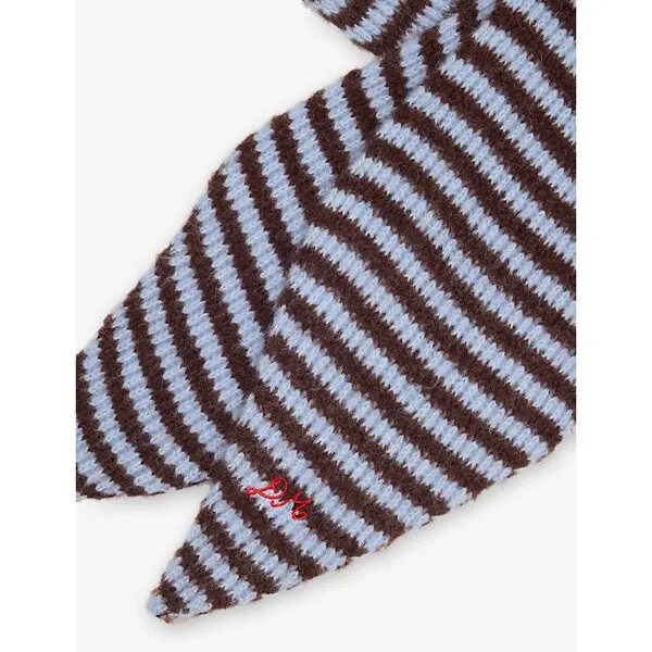 DAMSON MADDER Striped Tie-front Knitted Hood