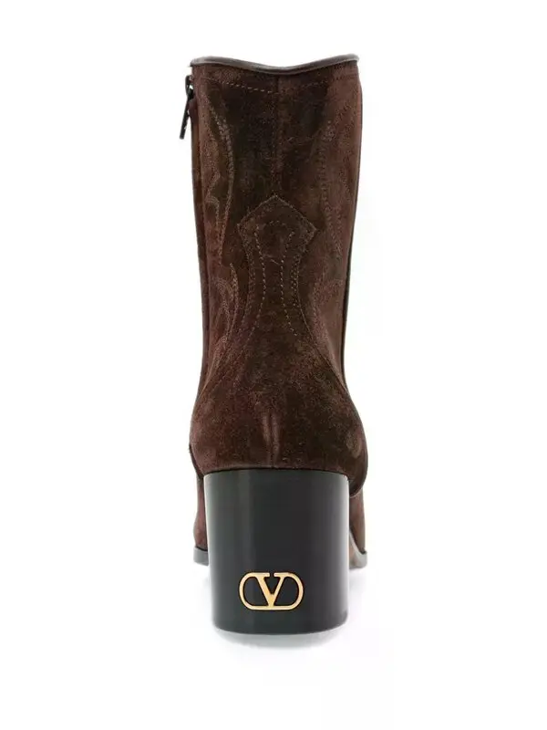 Valentino Garavani Embroidered Suede Ankle Boots