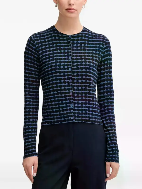 BENETTON Patterned Button Cardigan - Blue