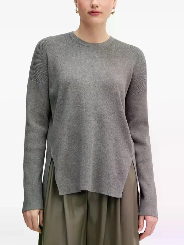 BENETTON Side-slit Crew-neck Sweater - Grey