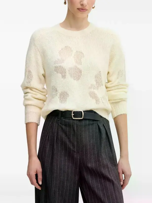 BENETTON Openwork Flower Sweater - Neutrals