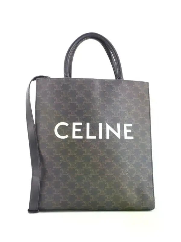 Celine Vertical Cabas Triomphe Coated Canvas Medium Tote Bag - Brown