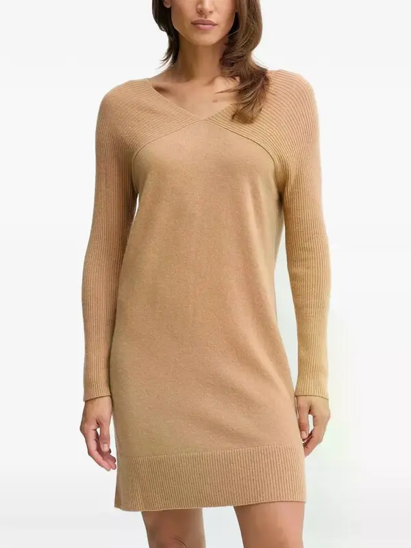 BENETTON Ribbed V-neck Mini Dress