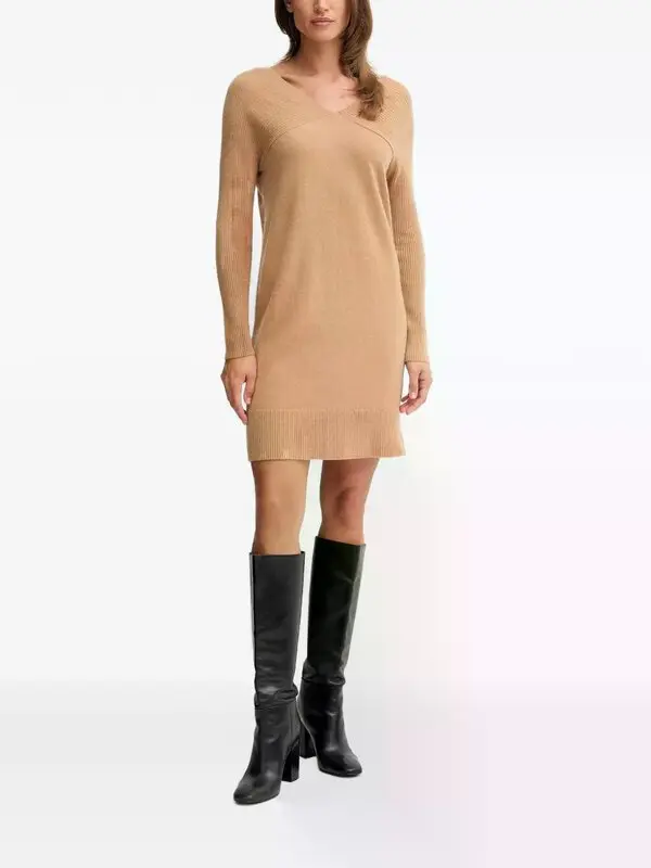 BENETTON Ribbed V-neck Mini Dress