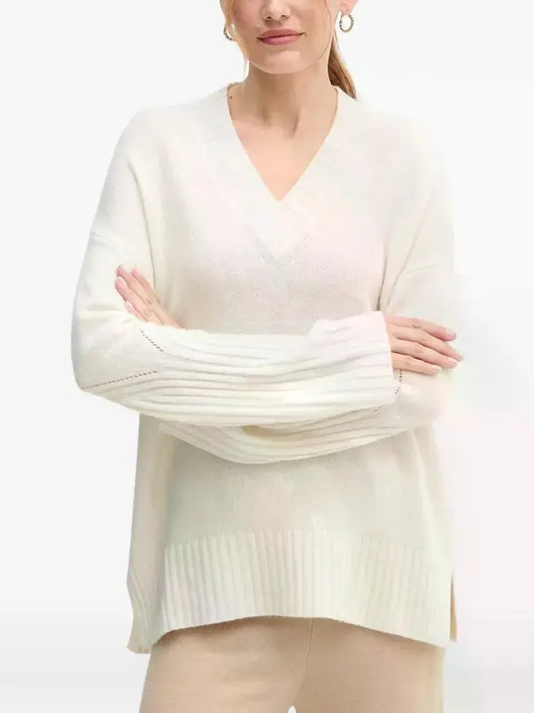 BENETTON V-neck Textured Knitwear - Neutrals