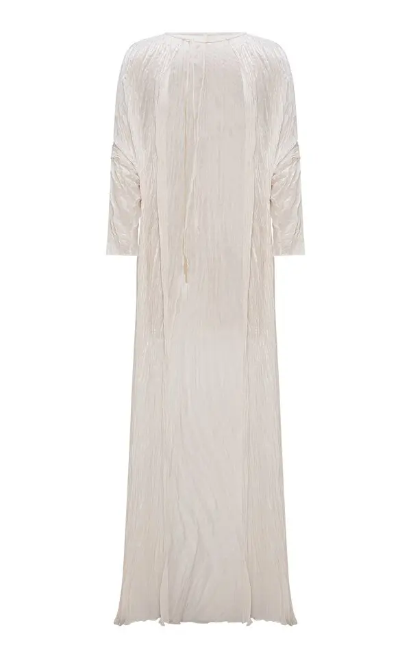 MARMAR HALIM Pleated Chiffon Evening Gown - Ivory
