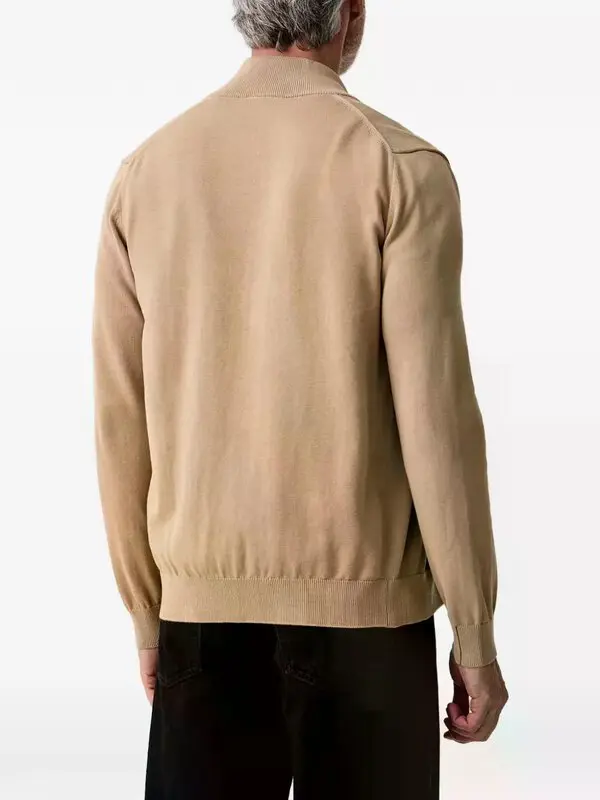 Lacoste High-neck Cotton Sweater With Zipper
