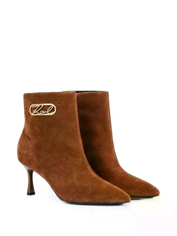 Karl Lagerfeld Logo-plaque Suede Ankle Boots