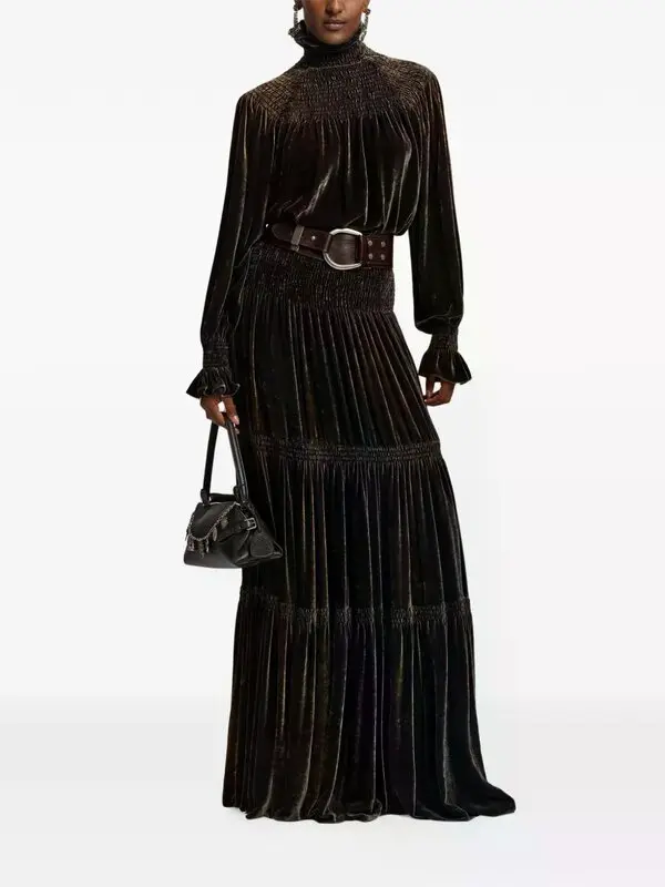Ralph Lauren Maddison Smocked Velvet Blouse