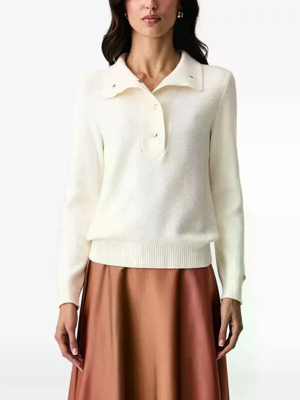 Liu Jo Button-up Textured Sweater - Neutrals