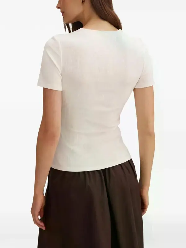 EVER NEW Sienna Lace-trim Rib-knit T-shirt
