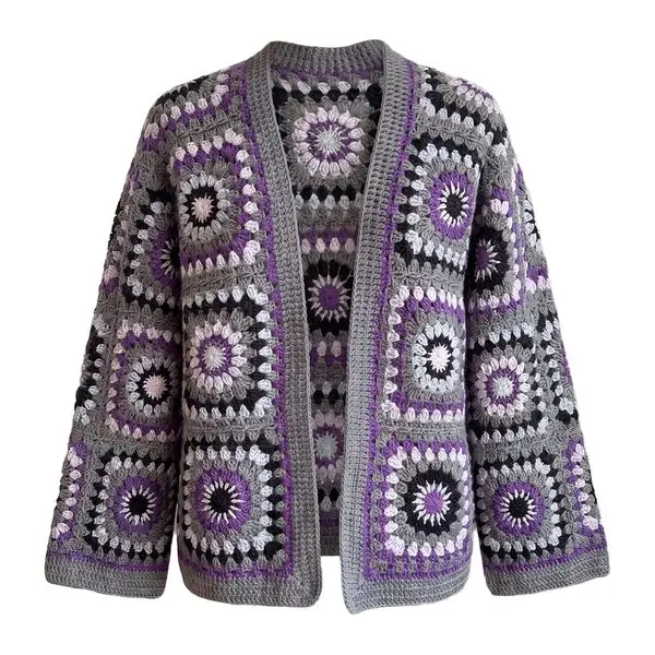 ANA CHIC Sunburst Handmade Crochet Cardigan
