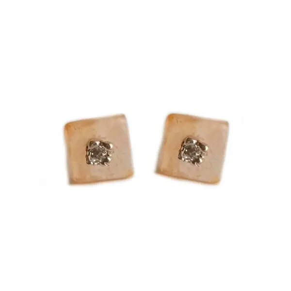 LILY FLO JEWELLERY Peach Moonstone Lab Grown Diamond Stud Earrings