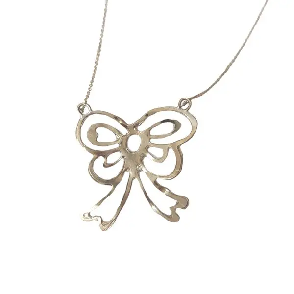 LILY FLO JEWELLERY Large Bow Necklace In Sterling - Silver
