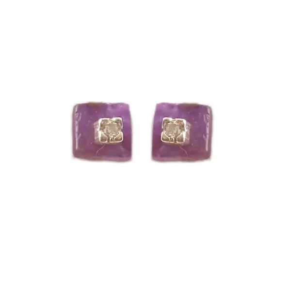 LILY FLO JEWELLERY Amethyst Lab Grown Diamond Stud Earrings