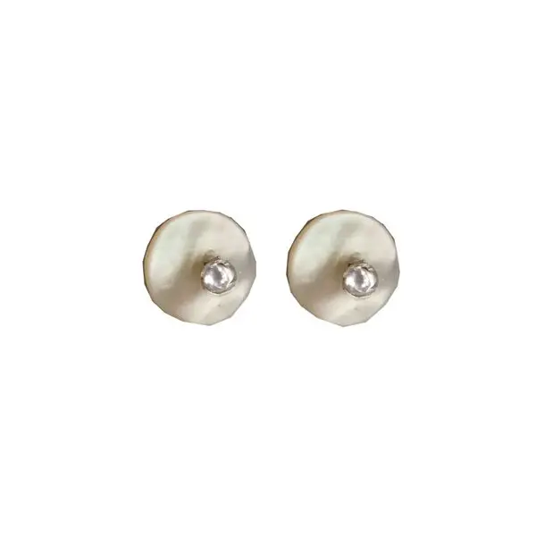 LILY FLO JEWELLERY Mother Of Pearl Lab Grown Diamond Stud Earrings - Silver
