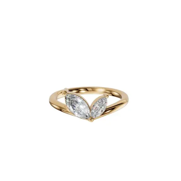 AYA FINE JEWELRY Wren Marquise Lab Grown Diamond Prong Set Two Stone Ring In Gold - Yellow