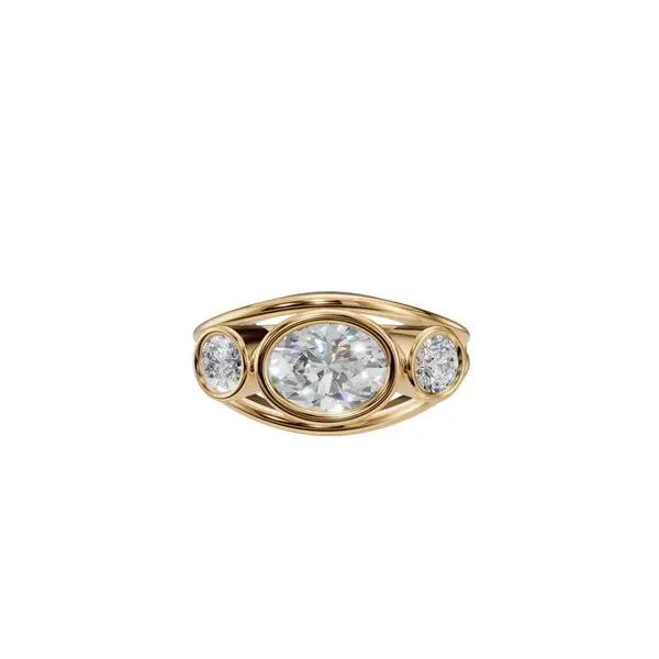 AYA FINE JEWELRY Oval Lab Grown Diamond Three Stone Ring,igi Certified, 10k Gold - Yellow