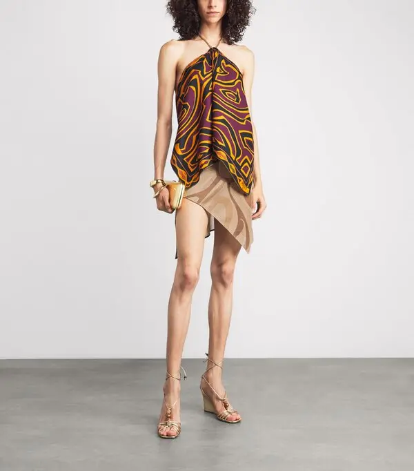 Emilio Pucci Lurex Marmo Print Mini Skirt