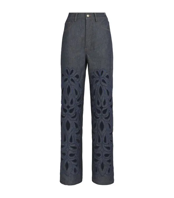 CHRISTIE BROWN Laser-cut Wide-leg Jeans