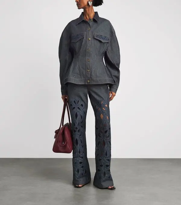 CHRISTIE BROWN Laser-cut Wide-leg Jeans