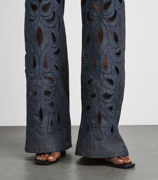 CHRISTIE BROWN Laser-cut Wide-leg Jeans