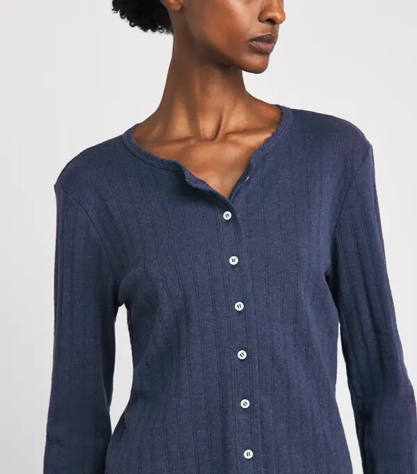LESET Cotton Pointelle Cardigan