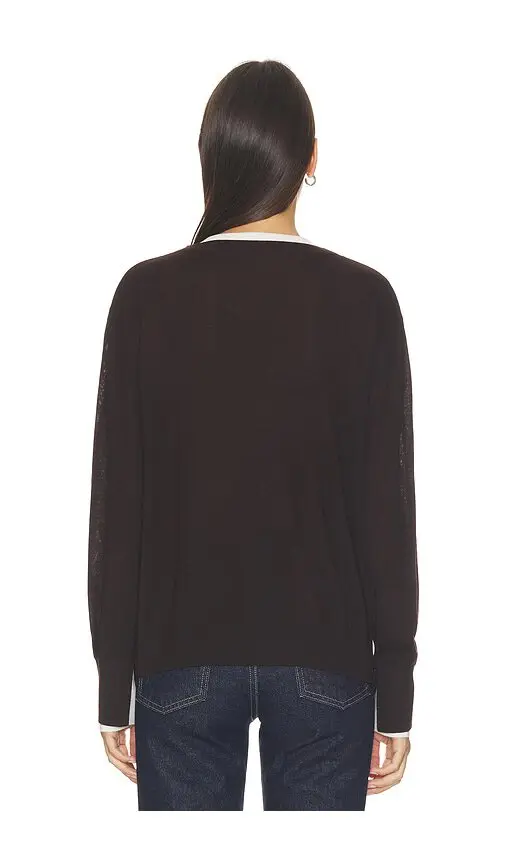 WHITE & WARREN Superfine Merino V Neck Top In . Also
